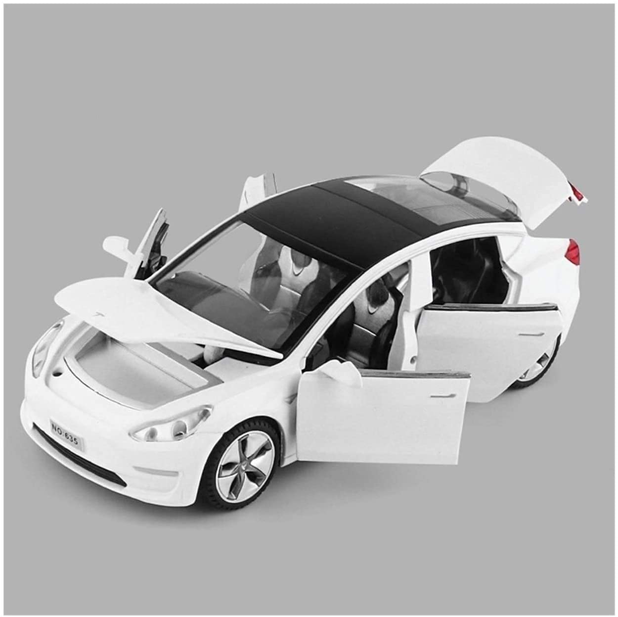 Car Model 3 1:32 Scale Alloy diecast Pull Back Electronic Toys with Lights and Sound, Mini Vehicles Toys for Kids Gift Tesla Car Lovers (White)