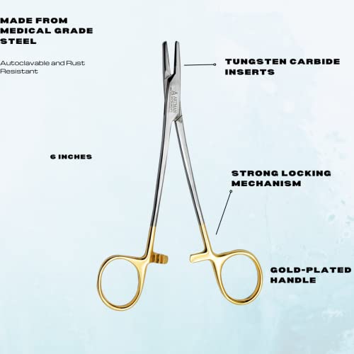 Mayo Hegar Needle Holder 6" Surgical Needle Driver with Tungsten Carbide Inserts by ARTMAN INSTRUMENTS