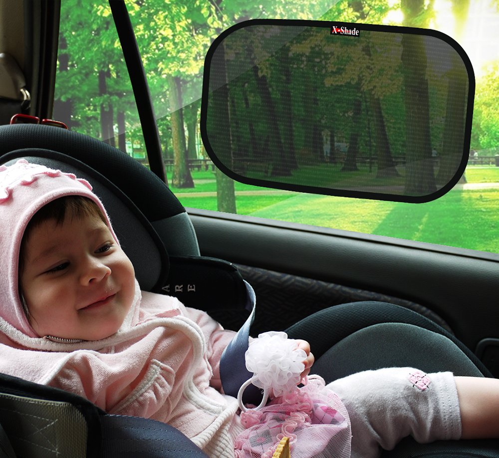 Car Window Shade Sun Screen Keeps Interior Cooler to Protect Baby, Infants & Kids 2 Pcs. With Non-Slip Pad