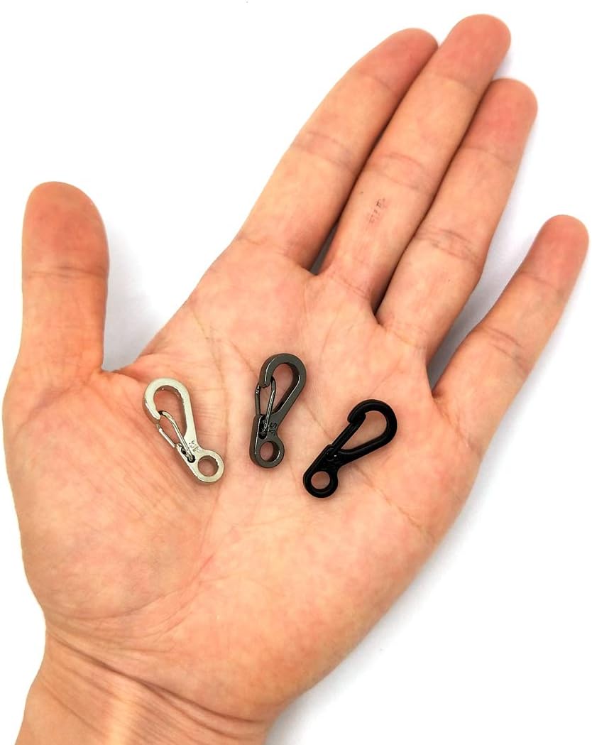 30PCS Mini SF Carabiner Clips Small Spring Snap Hook Tiny Carabiners Buckle Backpack Clasps EDC Keychain for Camping Bottle Using Accessories Paracod Tactical Survival Gear ( 3 Colors)