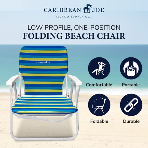 Caribbean Joe Folding Beach Chair, 1 Position Lightweight and Portable Foldable Outdoor Camping Chair with Carry Strap, Bold Stripe