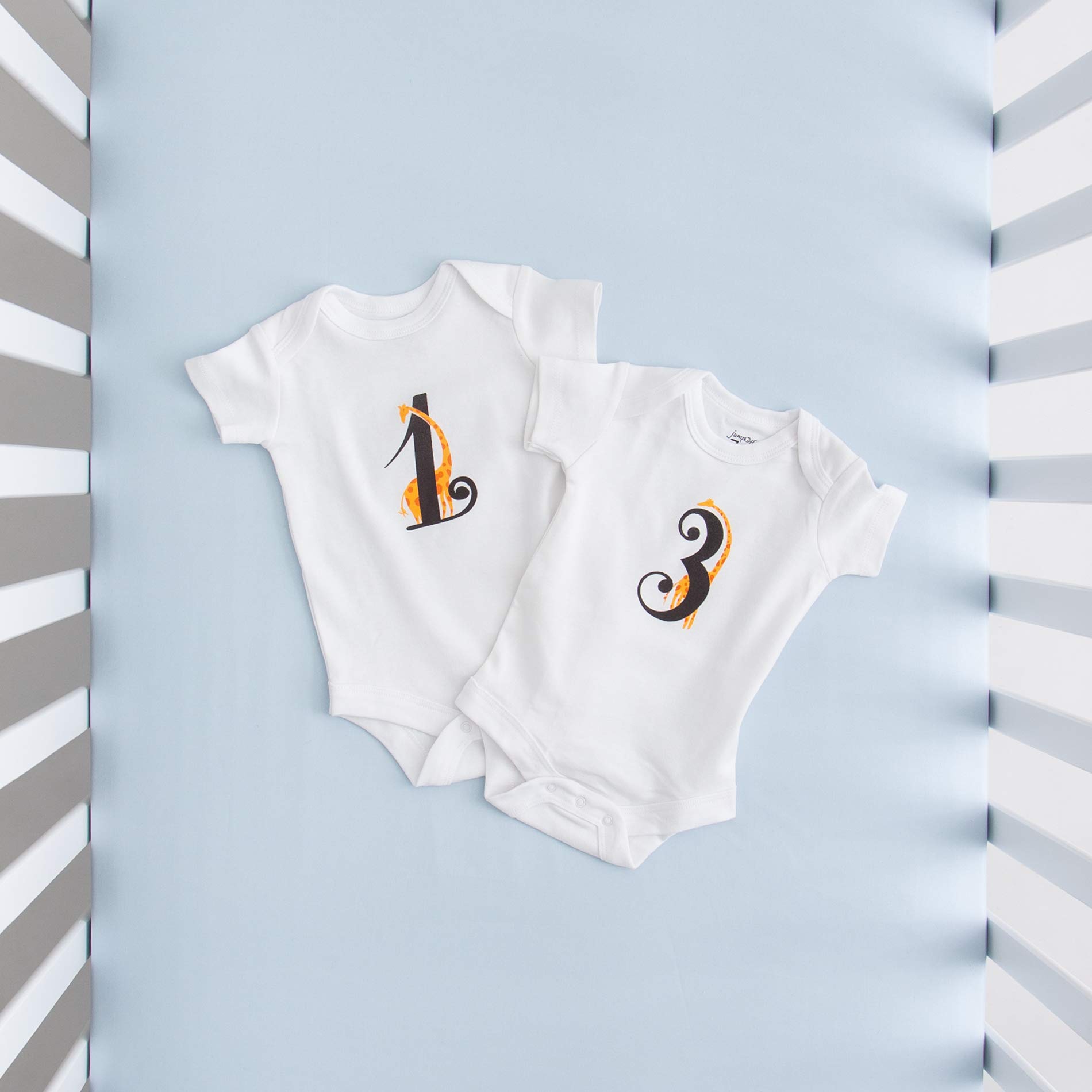 JumpOff Jo - Seize The Moment Baby Milestone Onesies, 1 Through 12 Bodysuit Set With Numbers, Newborn Essentials (Giraffe)