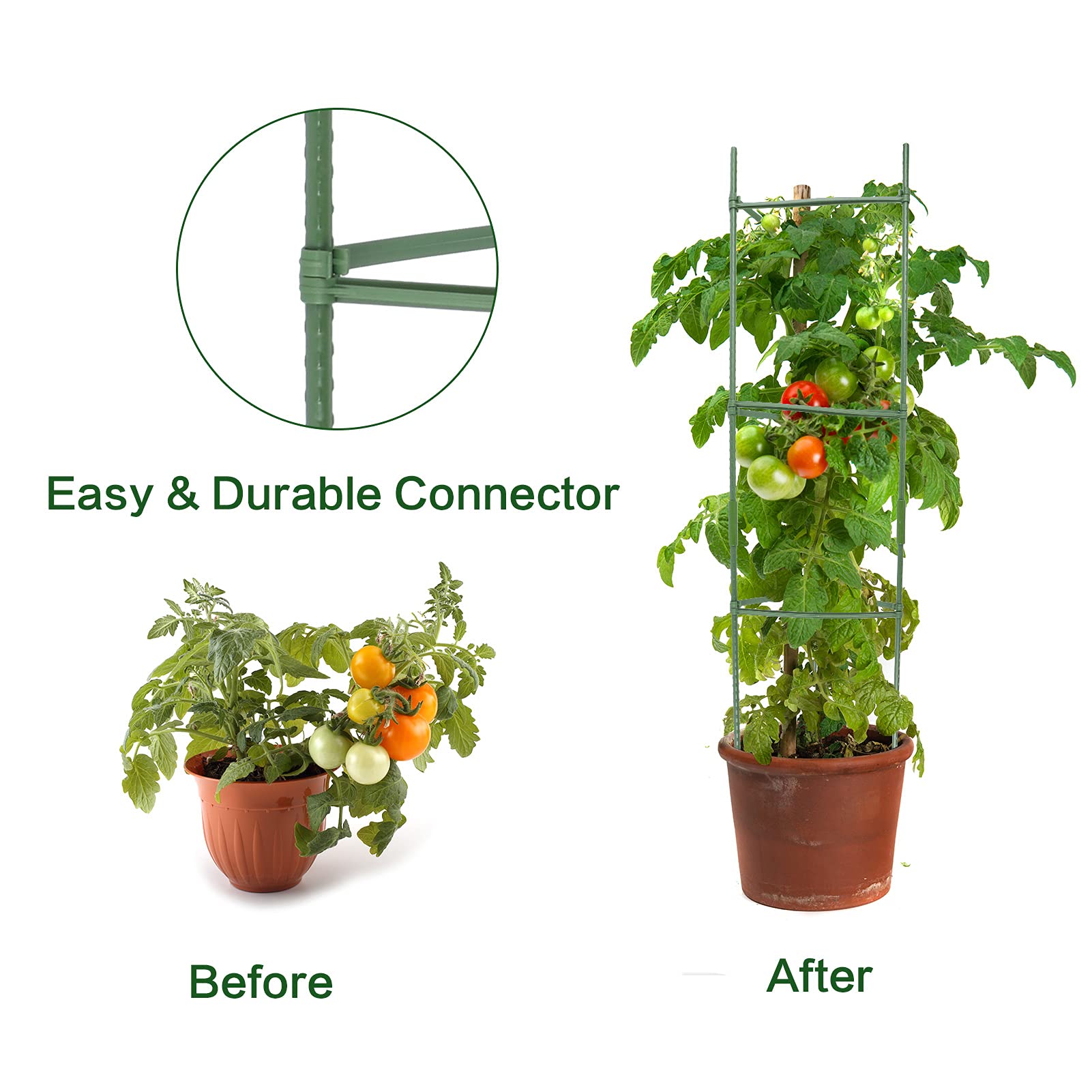 30PCS Stake Arms for Tomato Cage,Expandable Trellis Connectors-11.8" with 2 Buckles for Tomato Cage Attach 11mm Diameter Plant Stakes