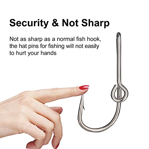 4 PCS Hat Clip Hats Pins Fish Hook Hooks Custom Hook Set High Carbon Steel, Silver, Black