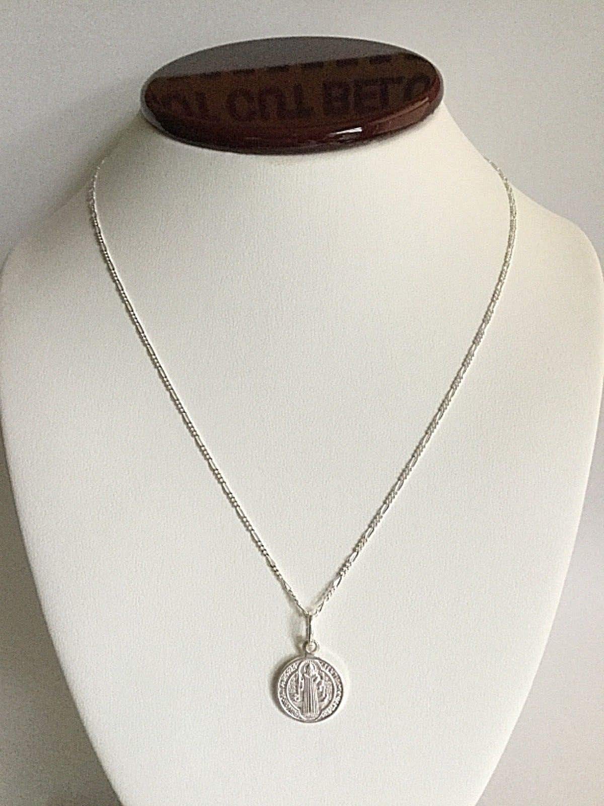 925 STERLING SILVER SAINT BENEDICT NECKLACE 18" LONG 24X15mm / 925 PLATA ESTERLINA CADENA DE SAN BENITO 18" LARGO