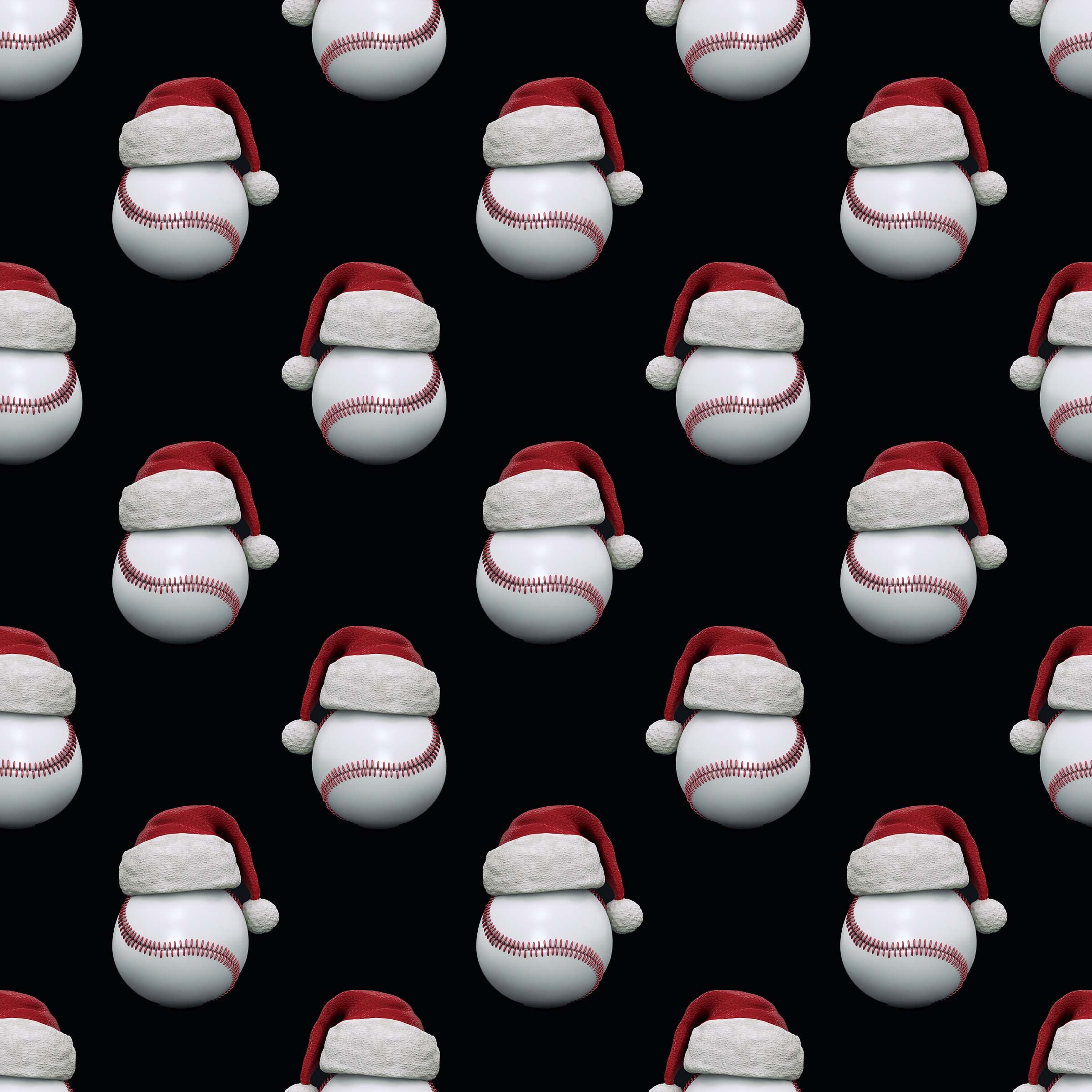 Cute Santa Hat Baseball Gift Wrap Thick Wrapping Paper Bball Themed Christmas Holiday Party Decoration (One 20 inch x 30 inch sheet)