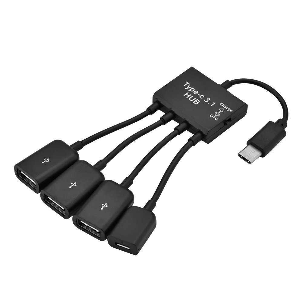 USB Hub Multiport Adapter OTG Function w/USB-C Charging Port,4 in 1 USB,3.1 Type-C Male to USB 2.0 Female 3 Port USB for Smartphone,Laptops,Mouse Keyboards