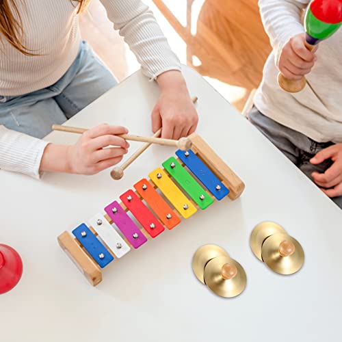 4Pcs Finger Cymbals with Wooden Handles, Finger Cymbals Percussion Instrument, Mini Belly Dance Finger Cymbals Hand Cymbal, Metal Finger Zills,7cm/2.75in