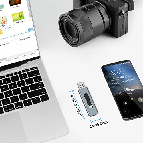 3-in-1 128GB Flash Drive, USB 3.0 Flash Drive for Android Phones/Tablets/PC/Mac, OTG External Data Storage Thumb with 3 Ports (USB C, microUSB, USB-A) for Samsung Galaxy and More
