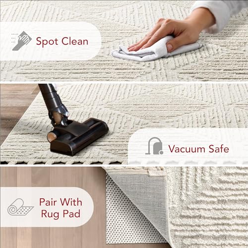nuLOOM Kerry Geometric 3x5 Accent Rug for Living Room Bedroom Dining Room Entryway, Cream