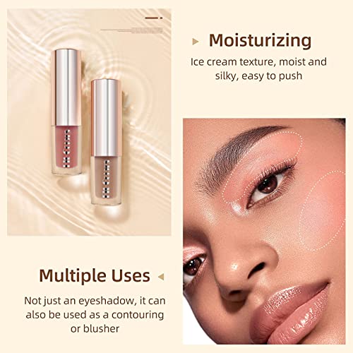 4Pcs Matte Liquid Eyeshadow + 1Pcs Sparkling Glitter Eyeshadow Set, Korean Makeup, Neutral Naked Nude Bling Eye Shadows,Quick Drying,Waterproof, Long Lasting,One Swipe Eye Make Up Kit for Natural Crystals Makeup