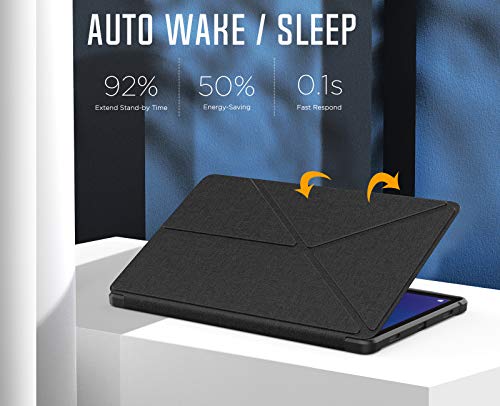 MoKo Case Compatible with Lenovo Tab P11 Plus Case 2021(TB-616F)/Tab P11 2020 11 inch (TB-J607F TB-J606X TB-J606F), Origami Standing Shell Cover Case with Multi Angle Magnetic TPU Back Cover, Black