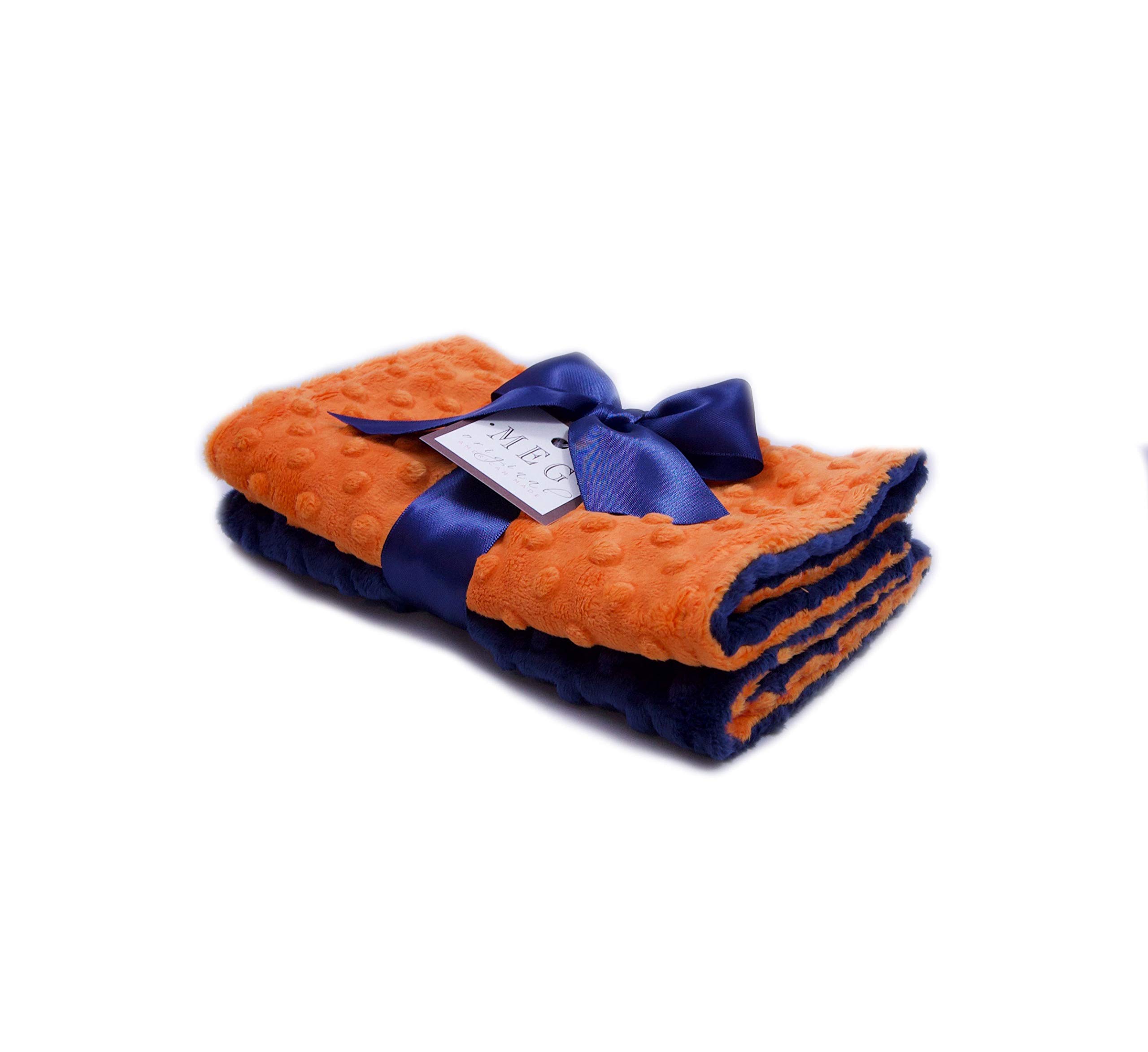 MEG Original Orange & Navy Blue Baby Burp Cloth Feeding Set