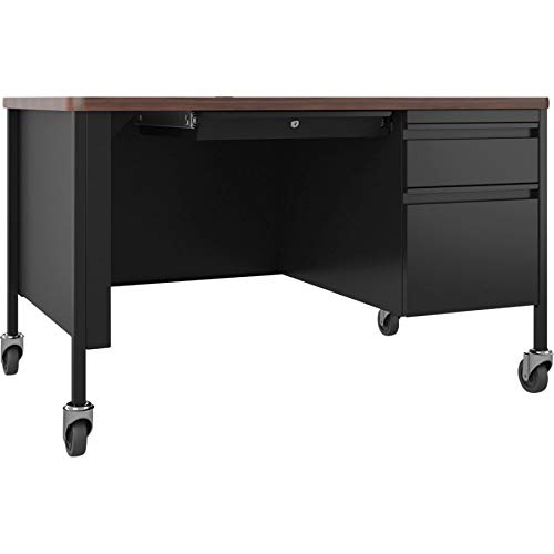 Lorell Fortress Series Top Teacher's Pedestal Desk, Black Walnut