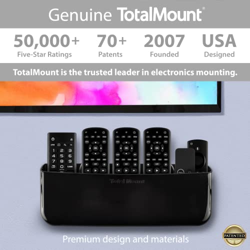 TotalMount Hole-Free Remote Holder β Eliminates the Need to Drill Holes in Your Wall (Premium Black Remote Control Holder for 5 or 6 Remotes)