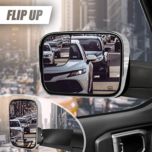Pair Chrome Power Heated Glass Flip Up Rear View Side Towing Mirrors Compatible with Dodge Ram 1500 2500 3500 02-08