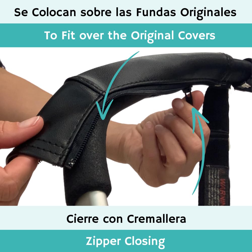 Leatherette Handlebar Covers for Bugaboo Cameleon 1 and 2 (Does Not Replace Rubber) Black