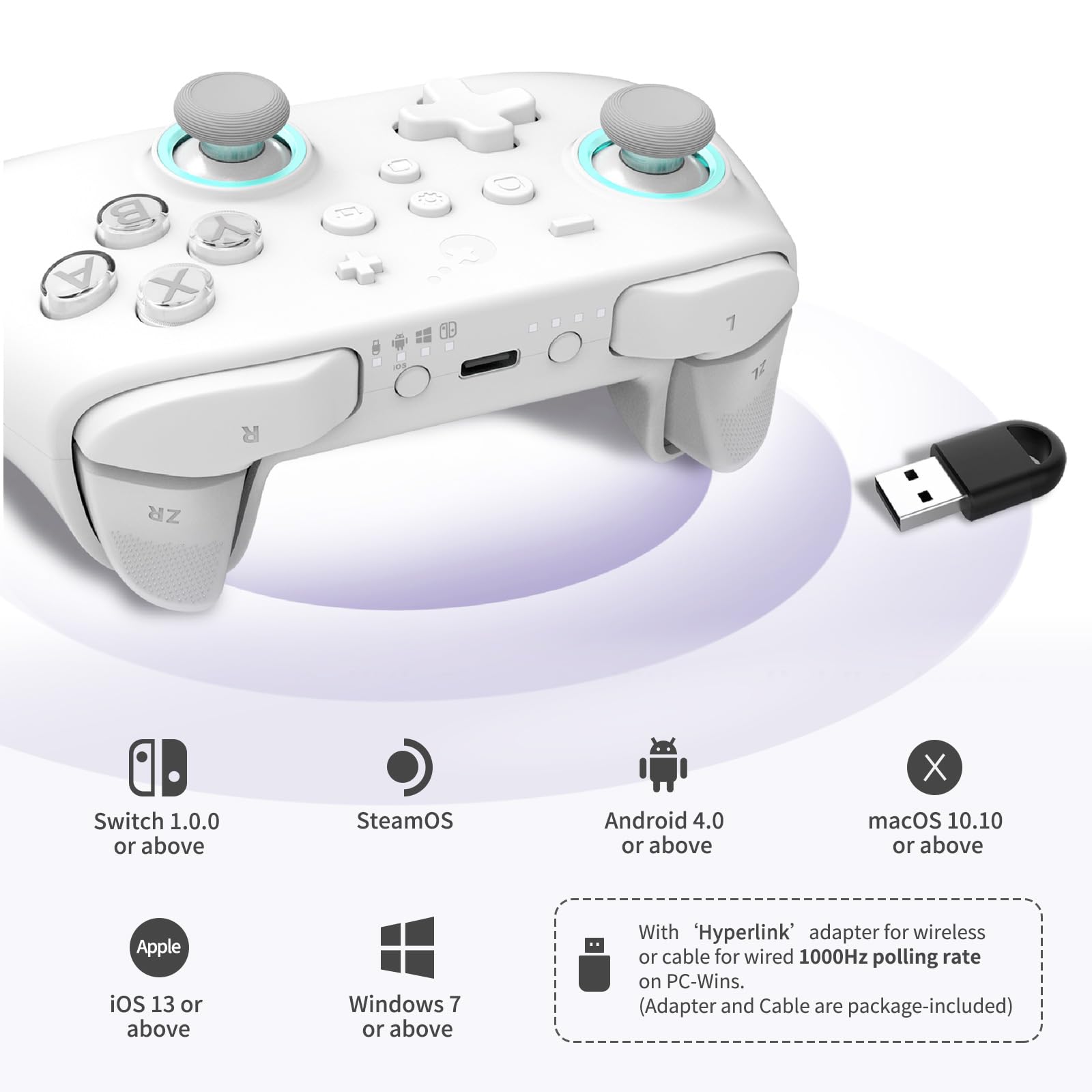 AKNES Gulikit KK3 MAX Controller, Hall Joysticks&Triggers Controller for Switch/Android/iOS/Steam Deck, 4 Back Buttons,Maglev/Rotor/HD Vibration,Wired/Wireless with 1000Hz Polling Rate for Wins-Black