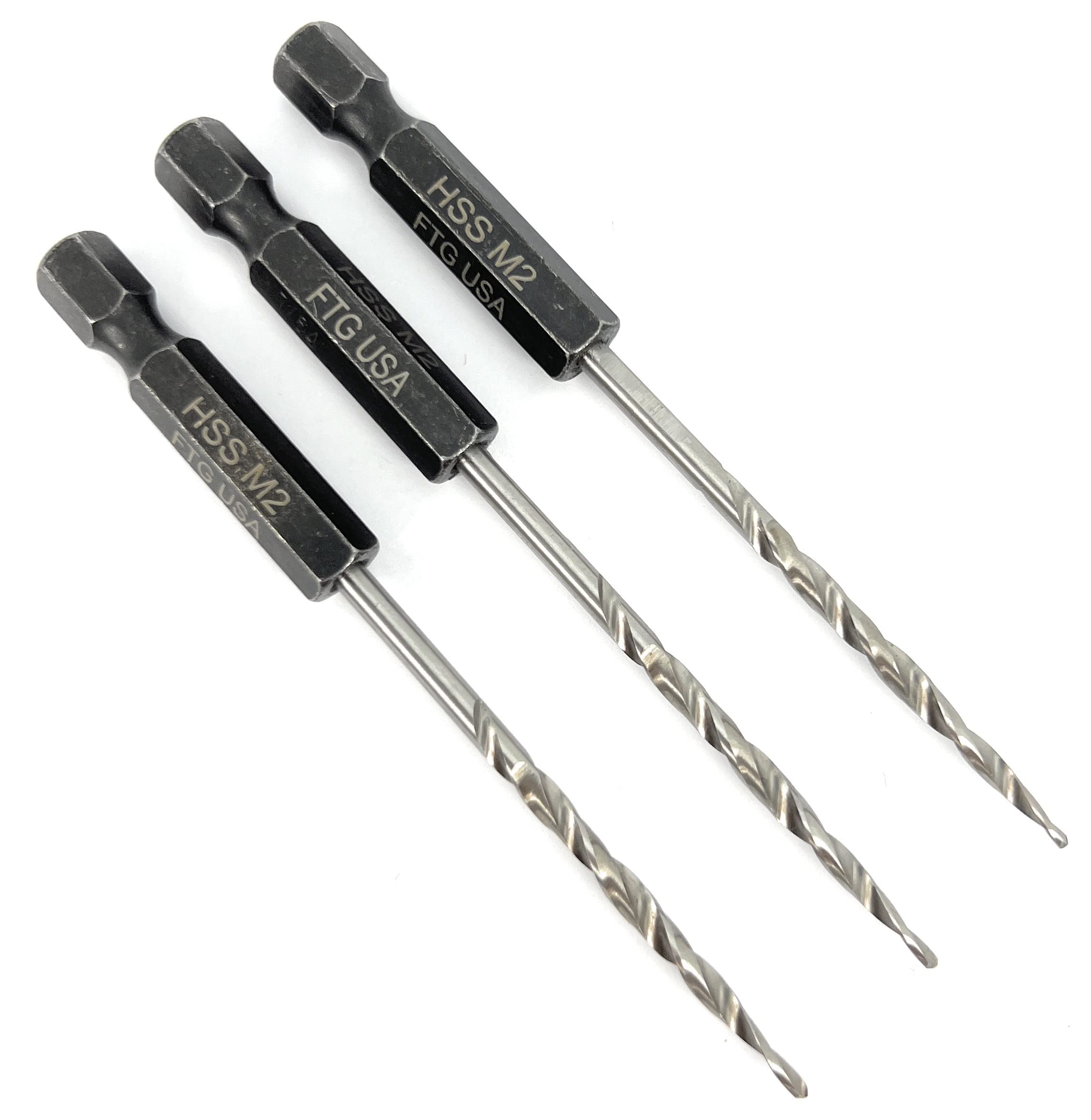 FTG USA Tapered Countersink Drill Bit Set 3 Pc #4 (7/64") Tapered Drill Bit Replacement, Countersink Bit Same Size for Wood Countersink Drill Bits