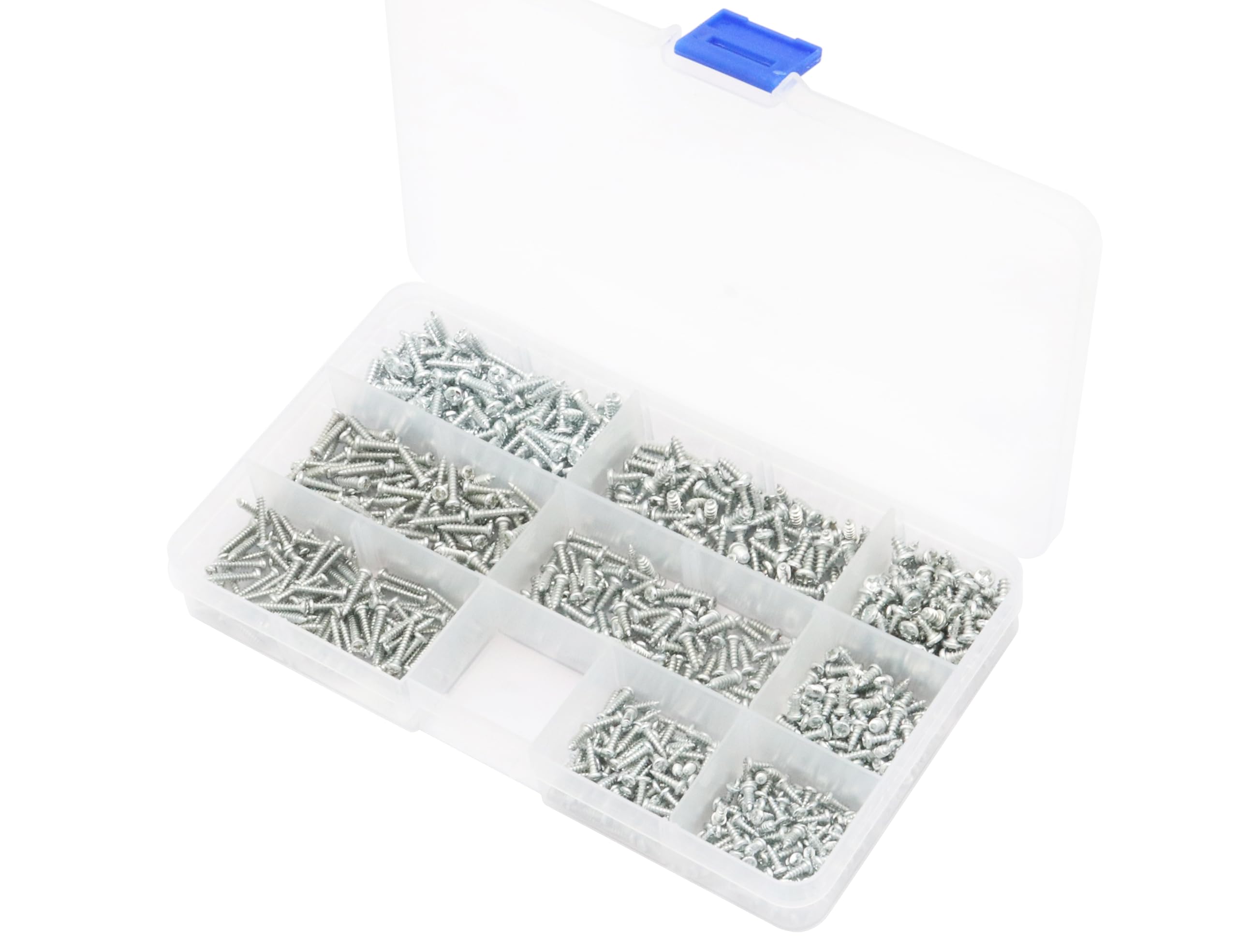 LBY 900pcs M2.3 M2.6 M3 Pan Head Self-Tapping Sheetmetal Screw Assortment Kit, Carbon Steel, Zinc-Plated