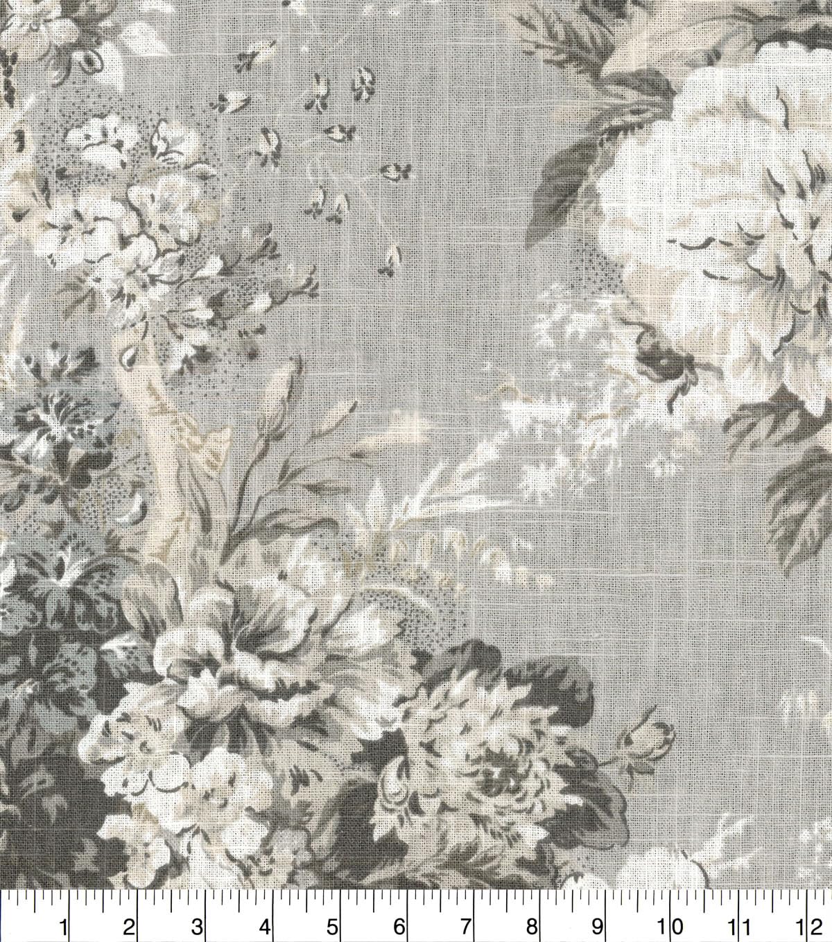 Waverly - Premium Printed Linen Fabric by The Yard, Floral Inspired, DIY, Craft, Project, Sewing, Designer Upholstery and Home Decor, 54" Wide (Ballad Bouquet Collection, Platinum)