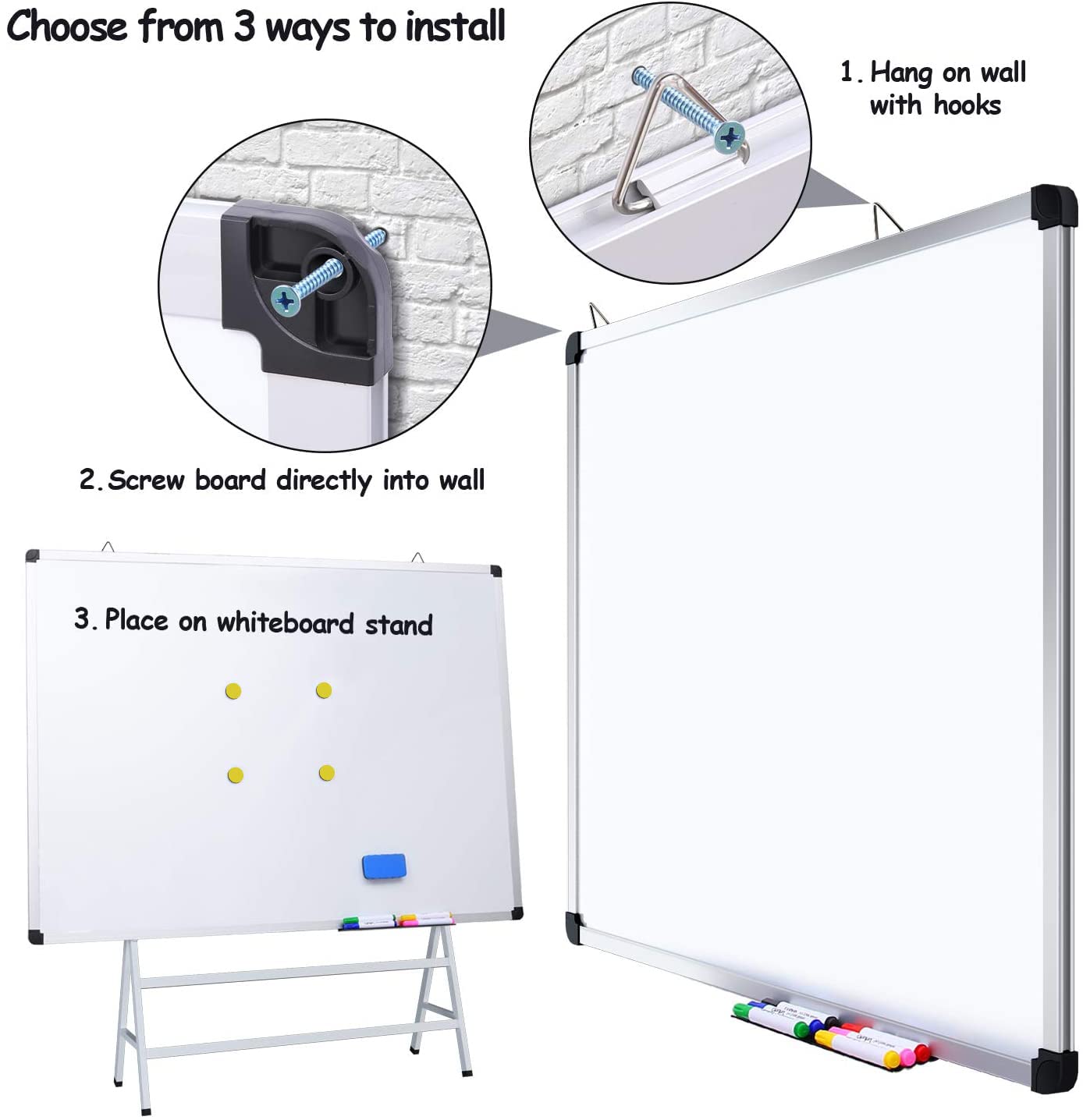 48" x 36" Dry Erase Board, Ohuhu Magnetic Large Whiteboard (1)