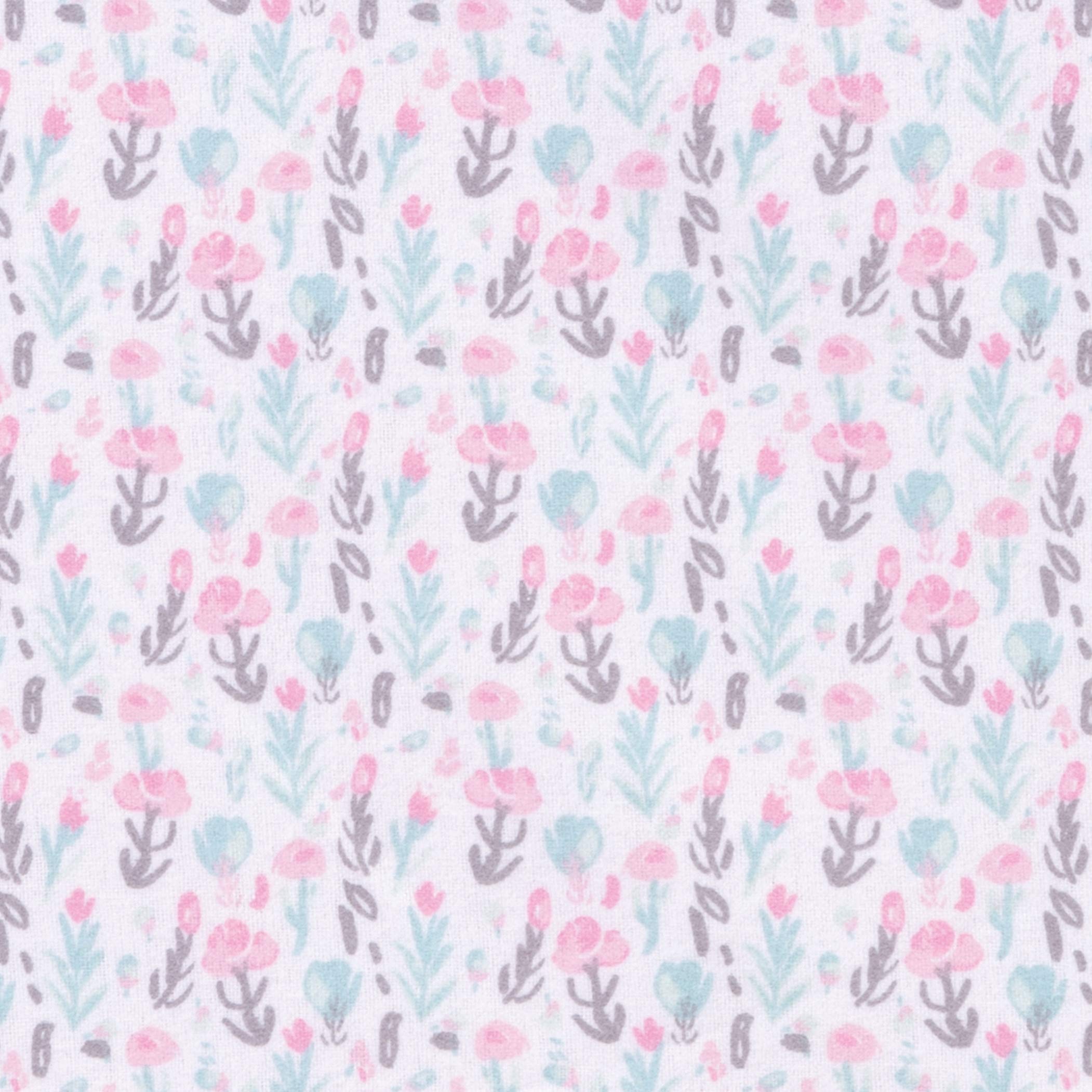 Trend Lab Pastel Painterly Floral Jumbo Deluxe Flannel Swaddle Blanket-Pastel Painterly Floral Watercolor Print, 100% Cotton Flannel, Pinks, Teal, Mint, Gray, 48 in x 48 in
