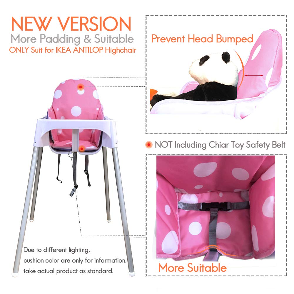 ZARPMA Highchair Cushion for IKEA Antilop Highchair, New Version Baby Highchair Seat Covers, More Thick, Washable Foldable, Child Chair Insert Mat Padding (Pink)