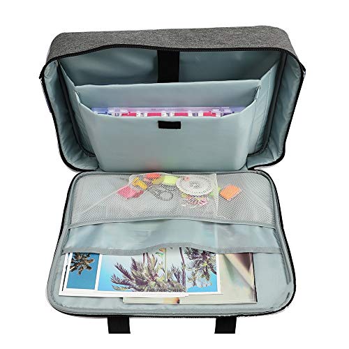 Kani Embroidery Project Bag,Heavy Duty Oxford Embroidery Kit Storage Tote Bag with Shoulder Strap for Embroidery Floss,Crochet Hooks,Cross Stitch and Sewing Accessories