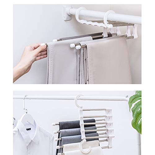 Pants Hanger, Hangers for Clothes & Closet Organizer Space Saving, Jean Hangers Scarf Hanger Pants Organizer Clothes Hangers Organizer Stainless Steel Multi Pants Space Saver