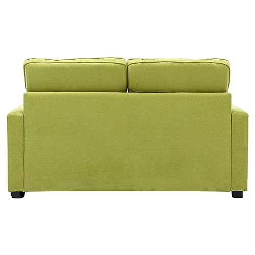 GIA Furniture Home Series Mid-Century Modern 60" Upholstered Convertible Loveseat with Side Pocket for Living Room,Green
