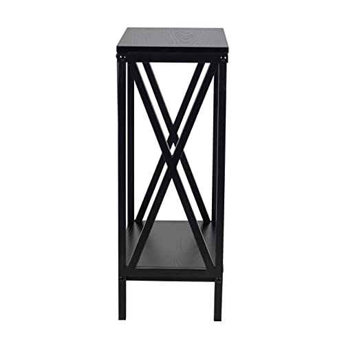 Aquatic Fundamentals 40/55 Gallon Metal/Wood, Aquarium Stand, Console Table, 48.25" L x 13" W, Black