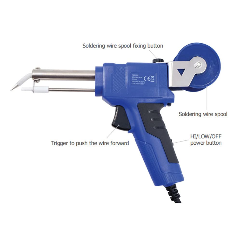 30W/60W Soldering Gun with Solder Wire Feeder - Electricians Essential - Soldering Iron Thermostat Tool Kit for DIY Kits & Electronics - Handheld Welder Temperature Gun for Home Improvement