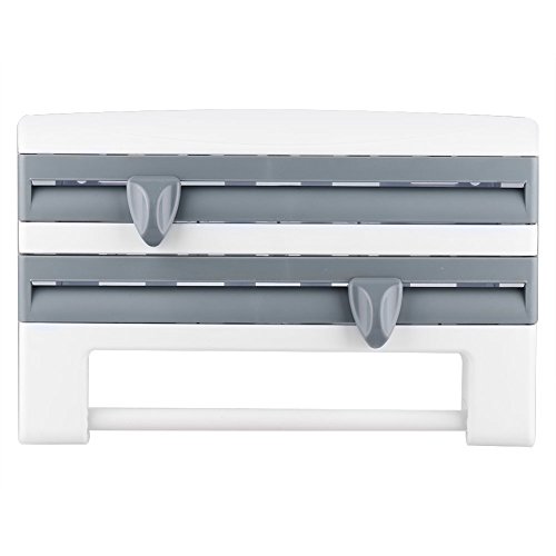 Paper Towel Holder Wall-Mount Sauce Bottle Storage Rack Paper Towel Holder Preservative Film Dispenser for Kitchen Bathroom Toilet Drill Free(Gray Blue)