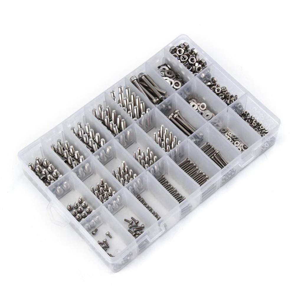 MMOBIEL Stainless Steel Screws Nuts 1080 Pcs - M2 M3 M4 - Hex Socket Assortment Kit - Head Cap Screws Nuts and Washers - Precise Metric Screws - Incl. Wrenches
