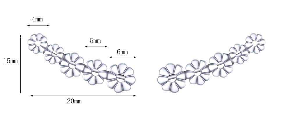925 Sterling Silver Earrings, BoRuo Daisy Flower Hawaiian Ear Cuffs Hoop Climber Earrings