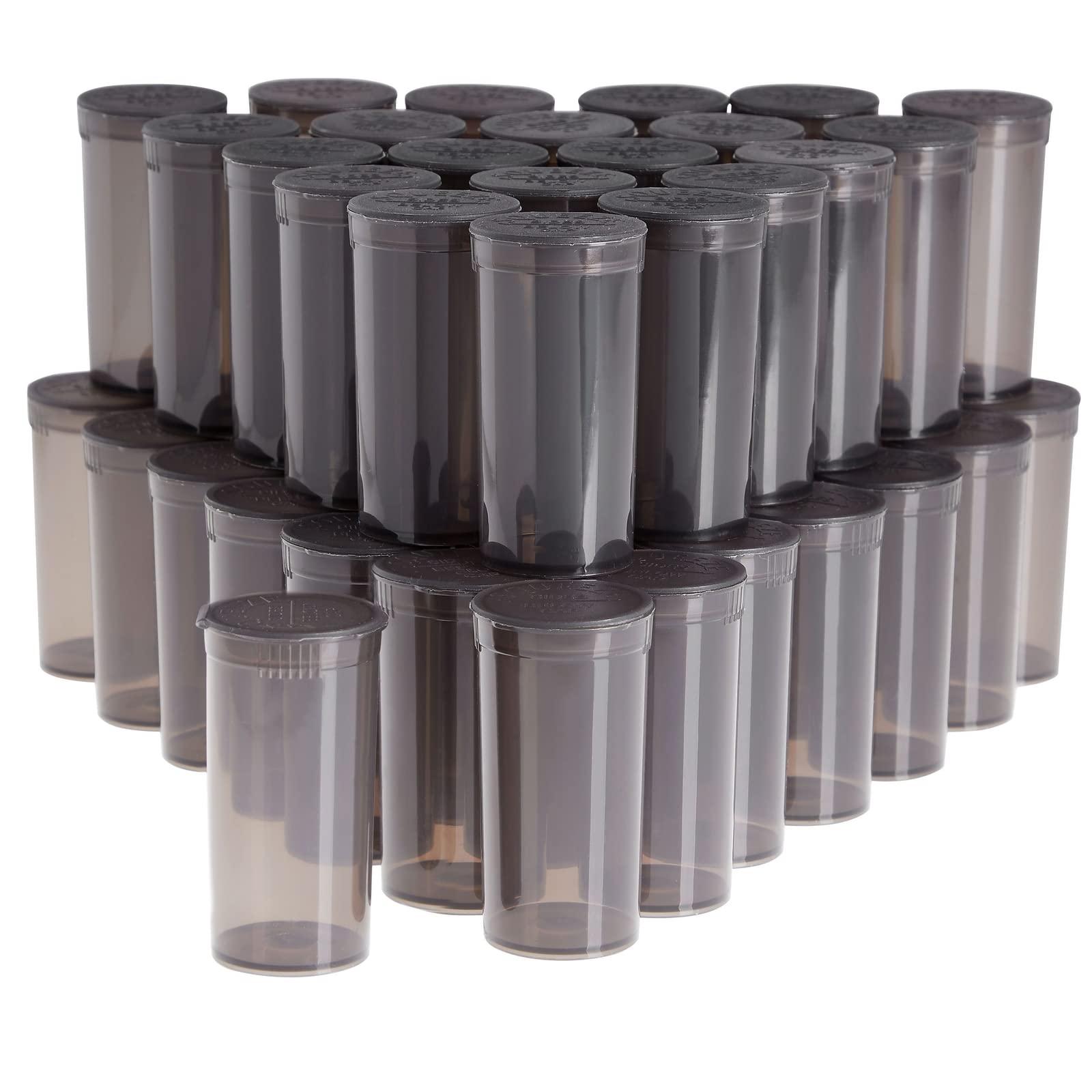 Juvale 50 Pack Empty Pill Bottles with Caps - 13 Dram Medicine Containers, Prescription Vials with Lids (Black)