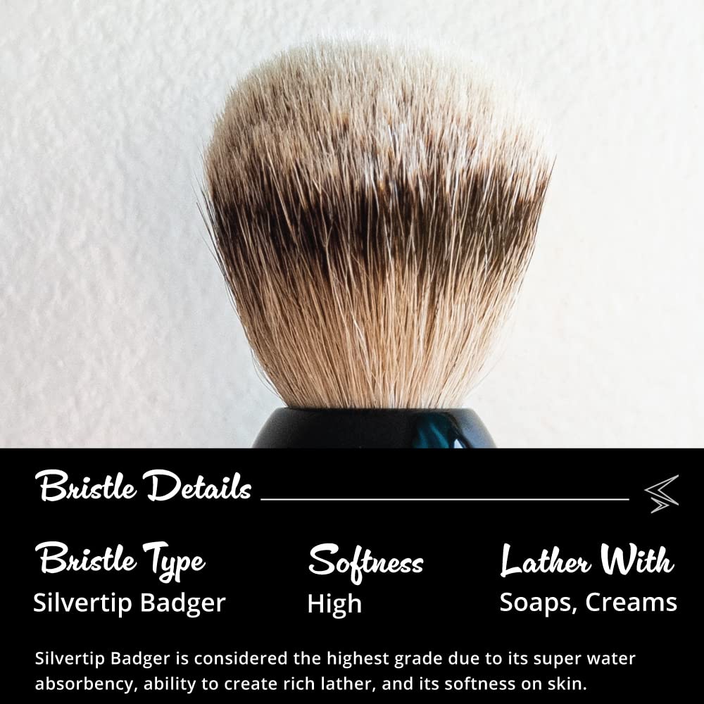 ROYAL SHAVE PB9 Silvertip Badger Shaving Brush β Classic Wet Shaving Brush (Black)