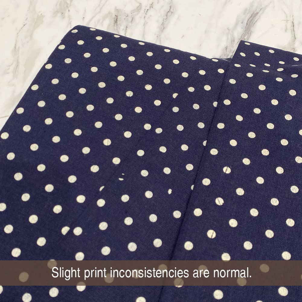 Americana Navy Blue Polka Dot Homespun Cotton Fabric by JCS - Sold by The Yard