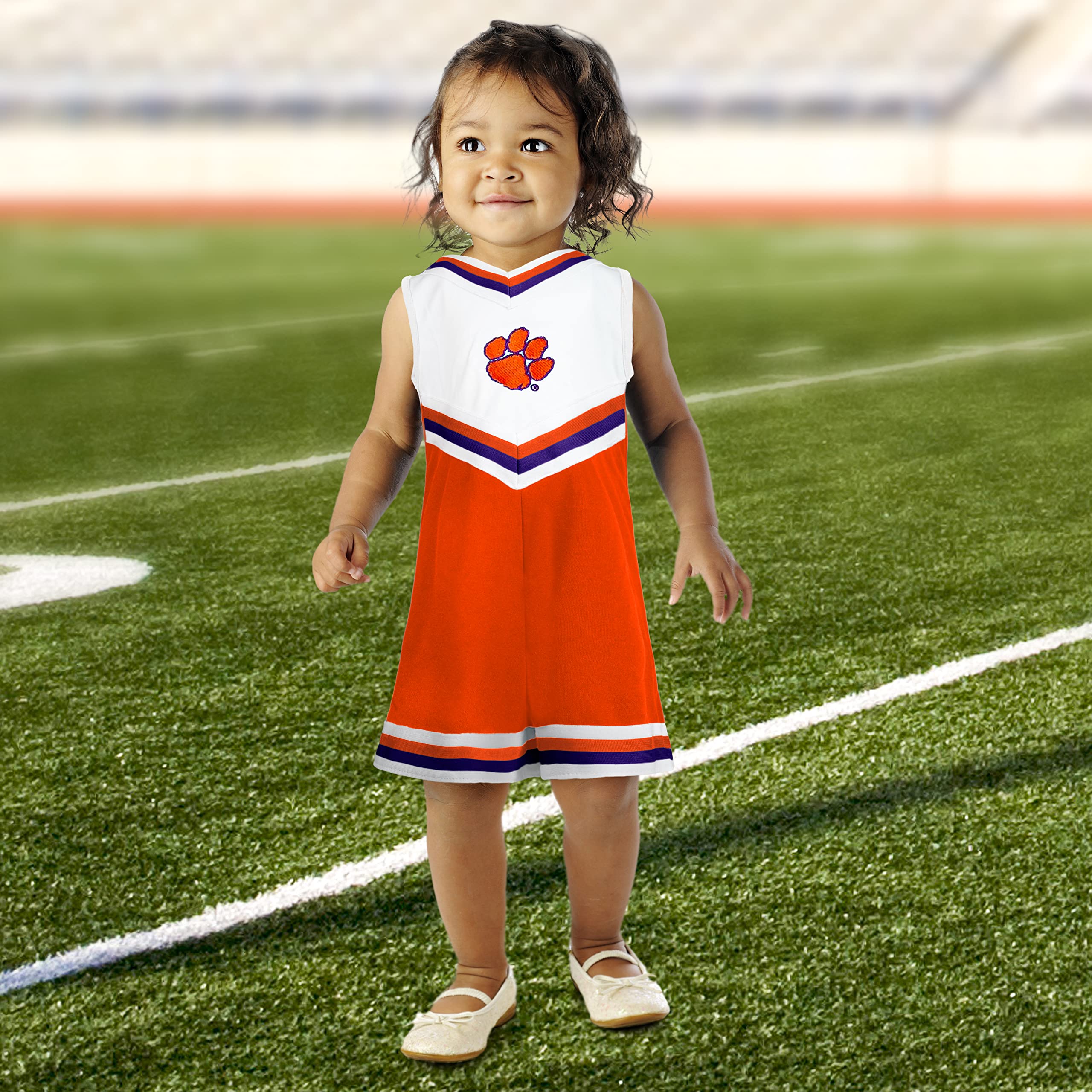 Little King NCAA Toddler/Youth Girls Team Cheer Jumper Dress-Clemson-Y6