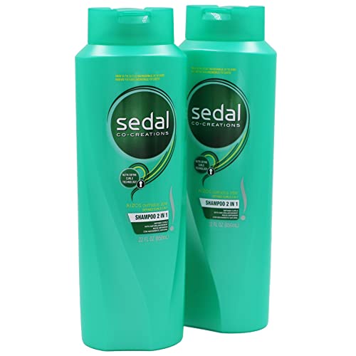 Sedal Co-Creations 2 in 1, Shampoo and Conditioner, Herbal Essence Scent, Anti-Frizz, 2-Pack of 22 FL Oz, 2 Bottles.