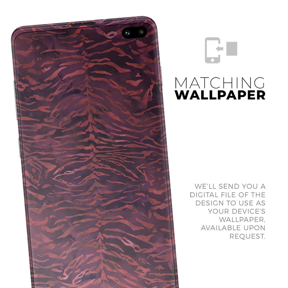 DesignSkinz Wine Watercolor Tiger Pattern Protective Vinyl Decal Wrap Skin Cover Compatible with The Samsung Galaxy S20 (Screen Trim & Back Glass Skin)