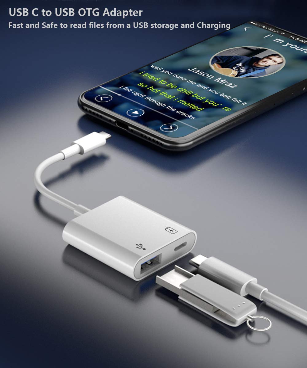 USB C OTG Adapter with Power, 2 in 1 USB C to USB Female with 60W PD Charging Adapter Compatible with iPhone 15/15Pro, iPad Pro, Galaxy S24/S23/S22/S21, Pixel 8/7/6, Google Chromecast with Google TV