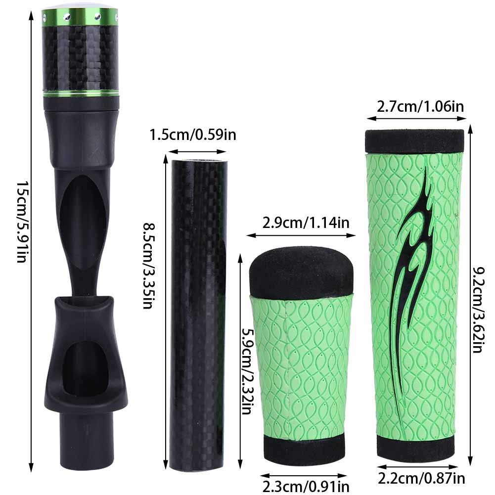 4Pcs Spinning Fishing Rod Handle, Rod Building Kit Soft PU Rod Holder Green for Rod Building Grip with Reel Seat