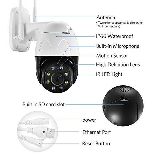 TENVIS Security Camera Outdoor - 1080P Home Security Surveillance IP Camera, Pan/Tilt 2.4G WiFi Camera, IP65 Waterproof, Night Vision, 2-Way Audio, Motion Detection, Cloud Camera, Works with Alexa
