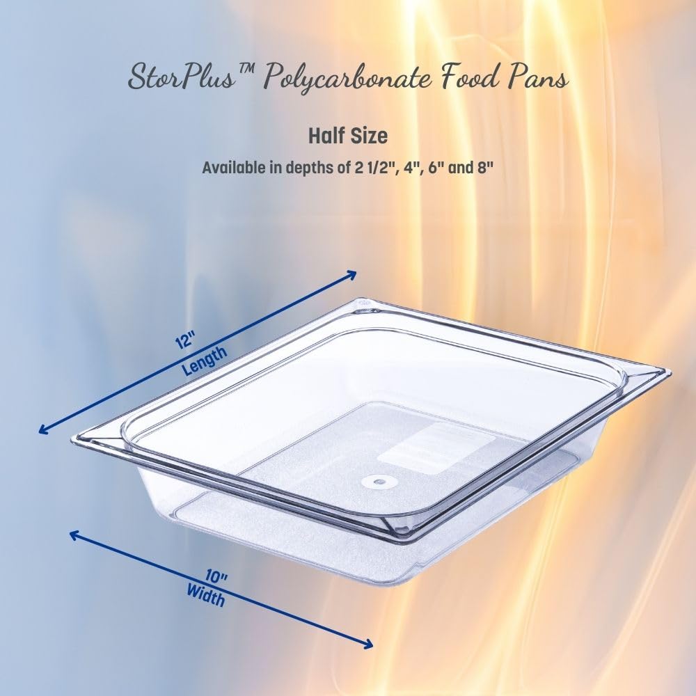 Carlisle FoodService Products 10221B03 StorPlus Half Size Food Pan, Polycarbonate, 4" Deep, Black