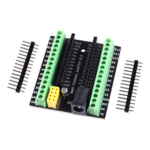 3PCS Nano Terminal Expansion Adapter Board Compatible with Arduino Nano V3.0 AVR ATMEGA328P with NRF2401+ Expansion Interface, DC Power Supply Interface