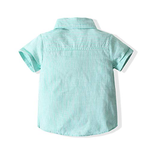 Tommelise Baby Boys Gentleman Outfits Suits, Infant Short Sleeve Shirt+Bib Pants+Bow Tie Overalls Clothes Set