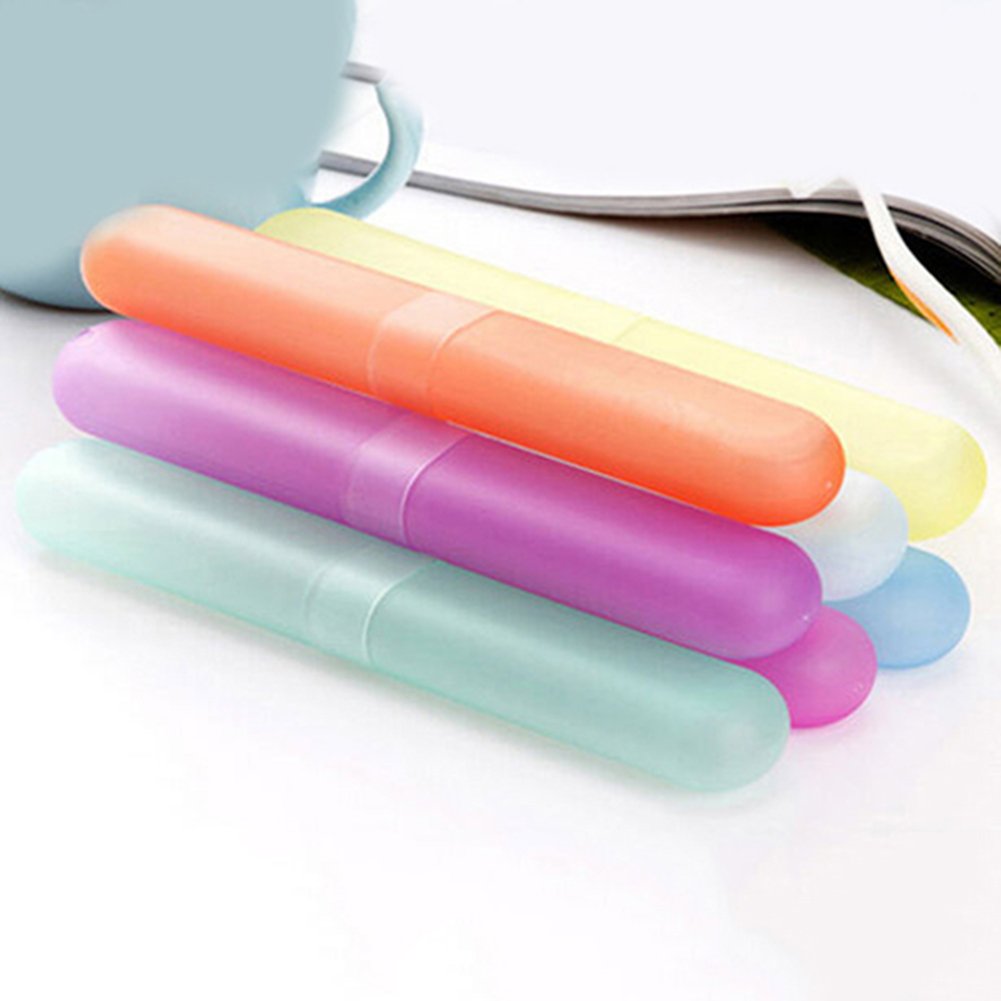 bjlongyi 1 pc Travel Toothbrush Case,Portable Toothbrush Storage Holder Cover Box for Hiking Camping Pink