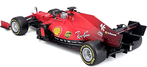 Bburago - 1/18 Scale Model Compatible with Ferrari F1 Racing SF21 # 16 Compatible with Charles Leclerc 2021 Formula 1 Racing Car Scale Model Collectible